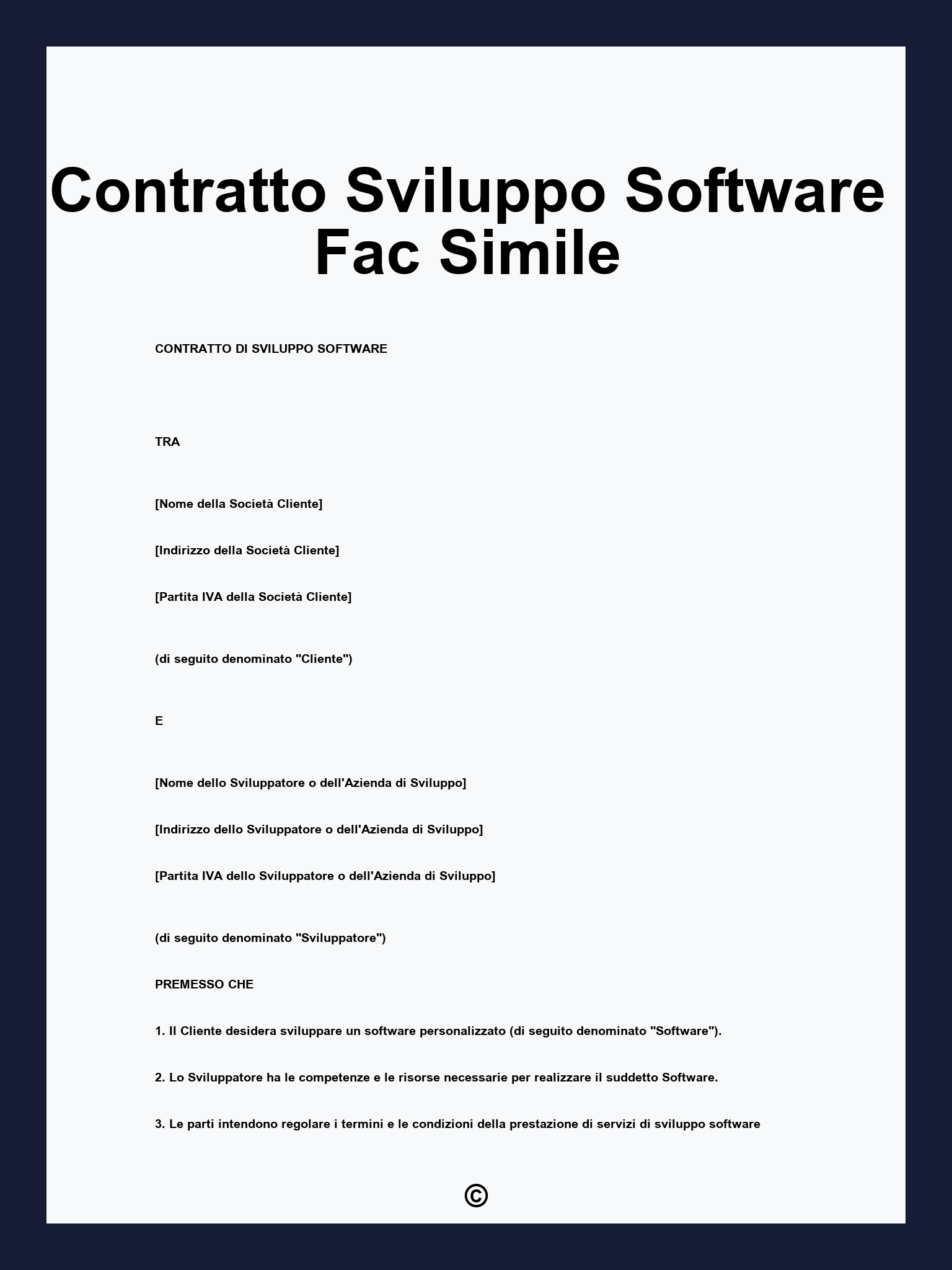 Contratto Sviluppo Software Fac Simile