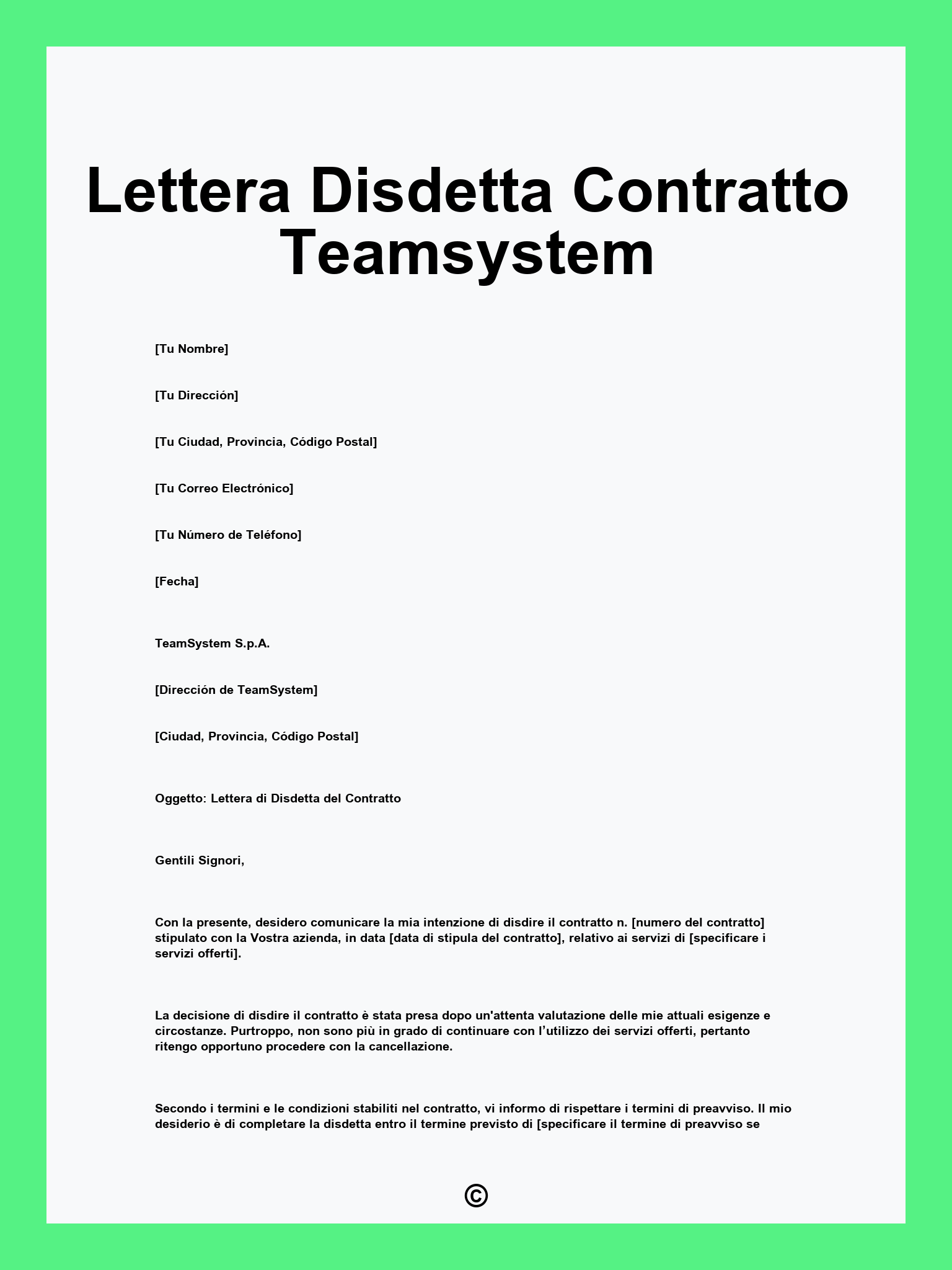 Lettera Disdetta Contratto Teamsystem